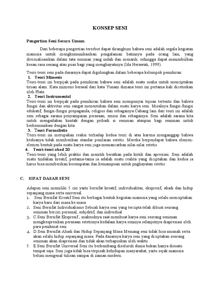 Teori dan Konsep Seni dalam Karya | PDF