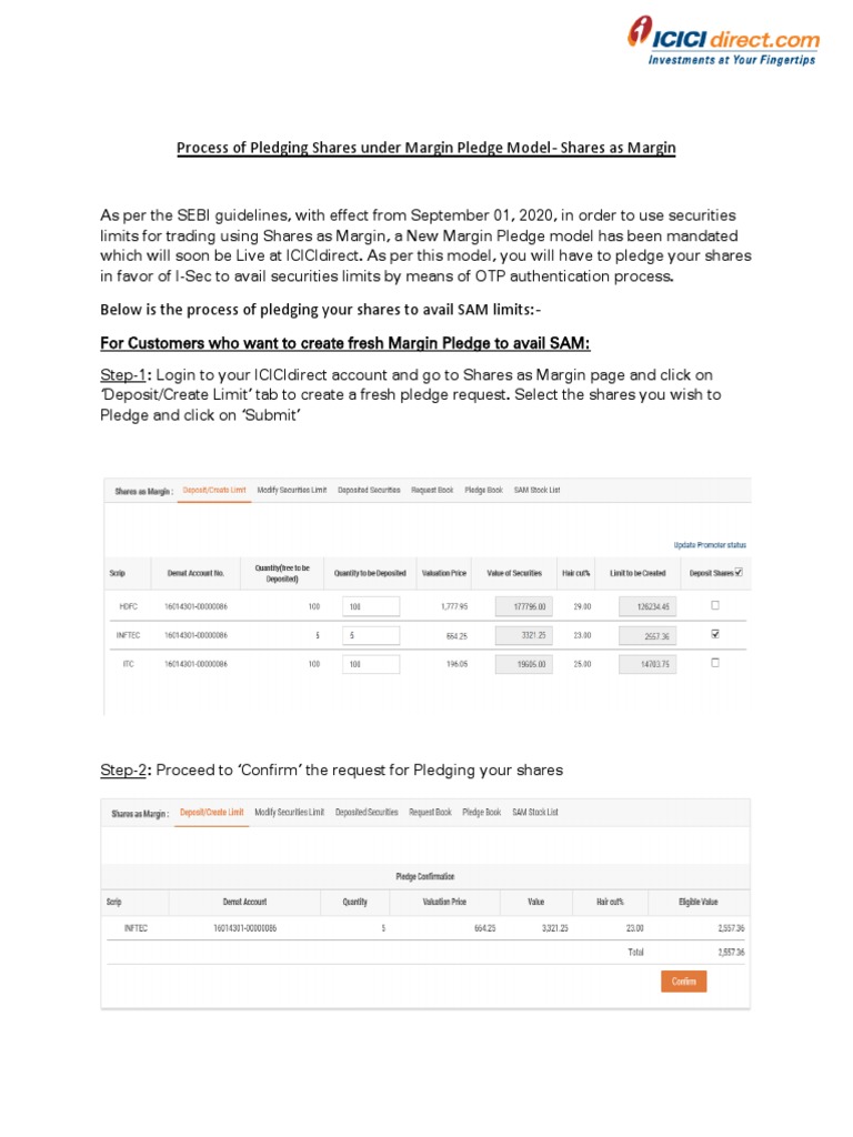 Process of Pledging Shares Under Margin Pledge Model-Shares As Margin | PDF