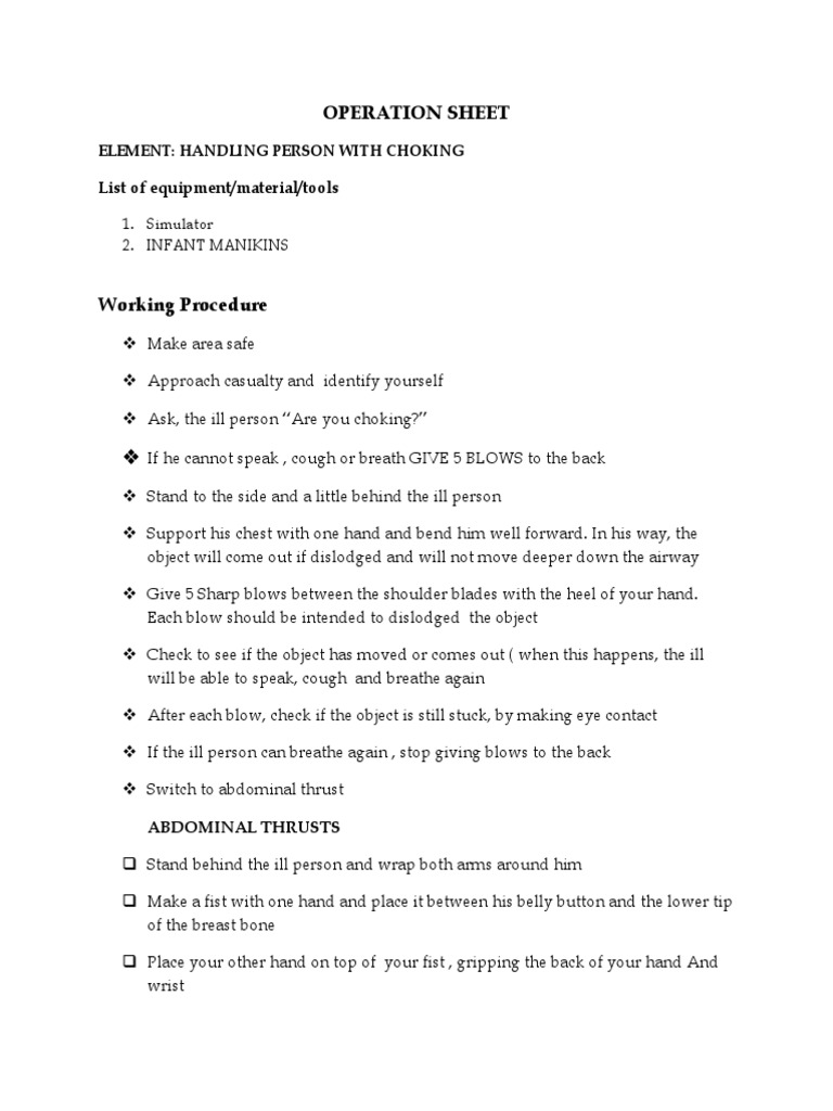 Operation Sheet | PDF