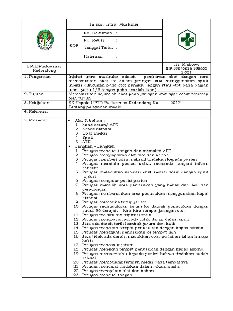 Sop Injeksi Intramuskular | PDF