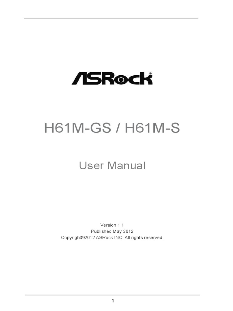 H61M-GS / H61M-S: User Manual | PDF | Bios | Computer Architecture