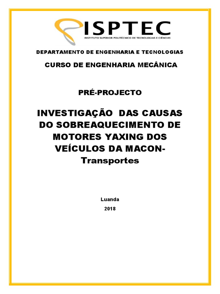 Capa Pre Projecto | PDF | Engenharia | Academia