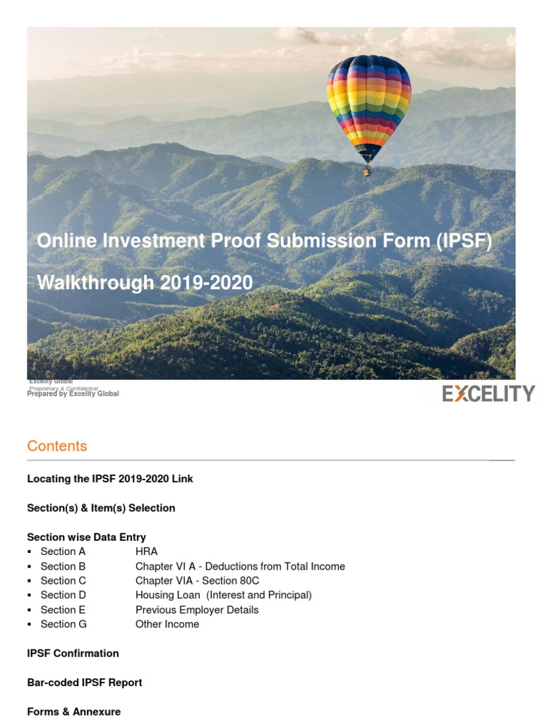 Online Investment Proof Submission Form (IPSF) Walkthrough | PDF | Tax ...