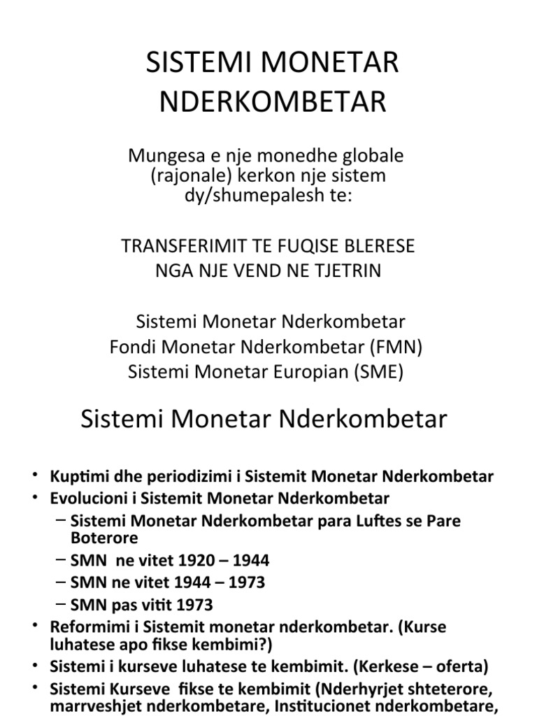 Sistemi Monetar Nderkombetar | PDF