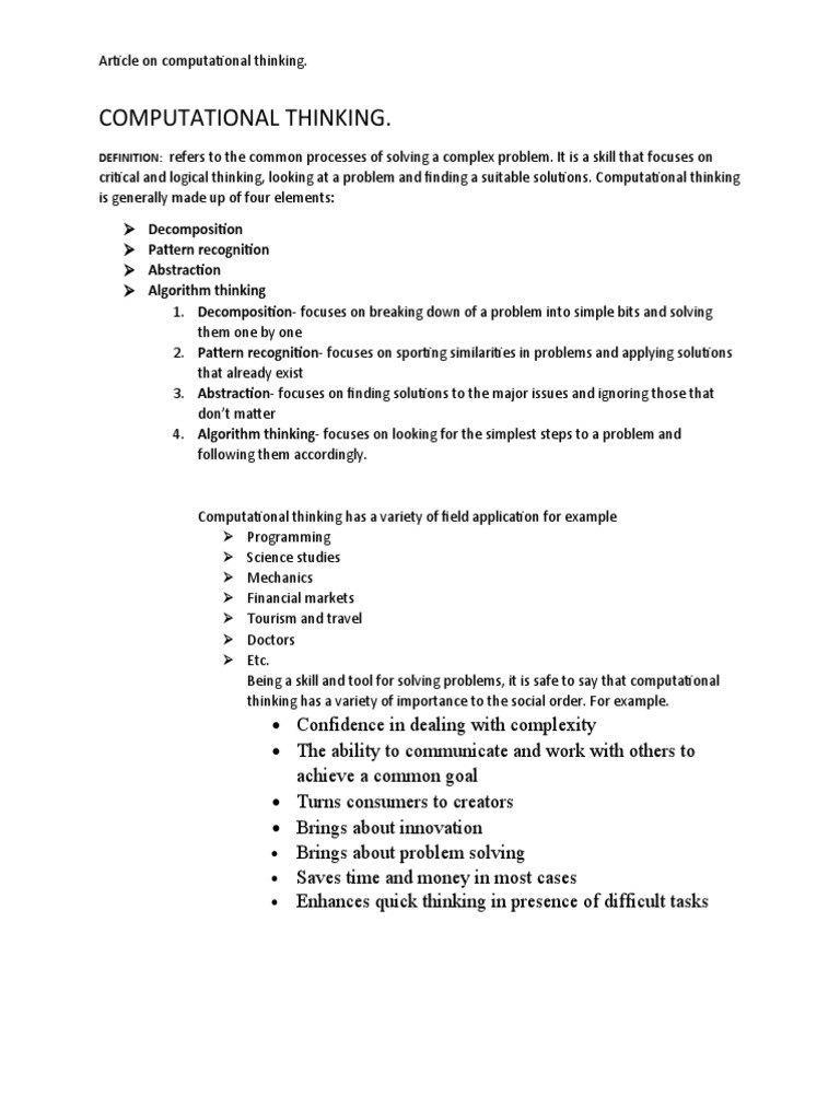 Computational Thinking | PDF