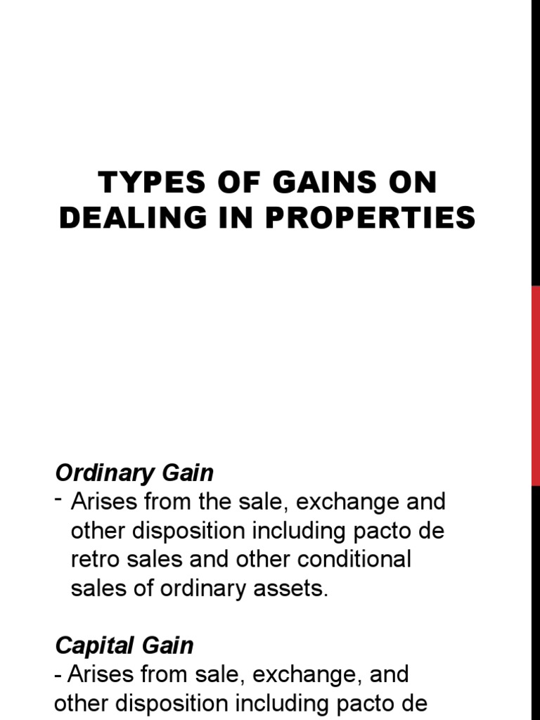 Types of Gains On Dealing in Properties | PDF