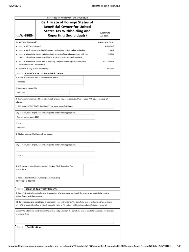Tax Information Interview | PDF | Tax Treaty | Withholding Tax