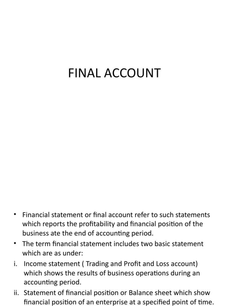 Final Account | PDF | Balance Sheet | Expense
