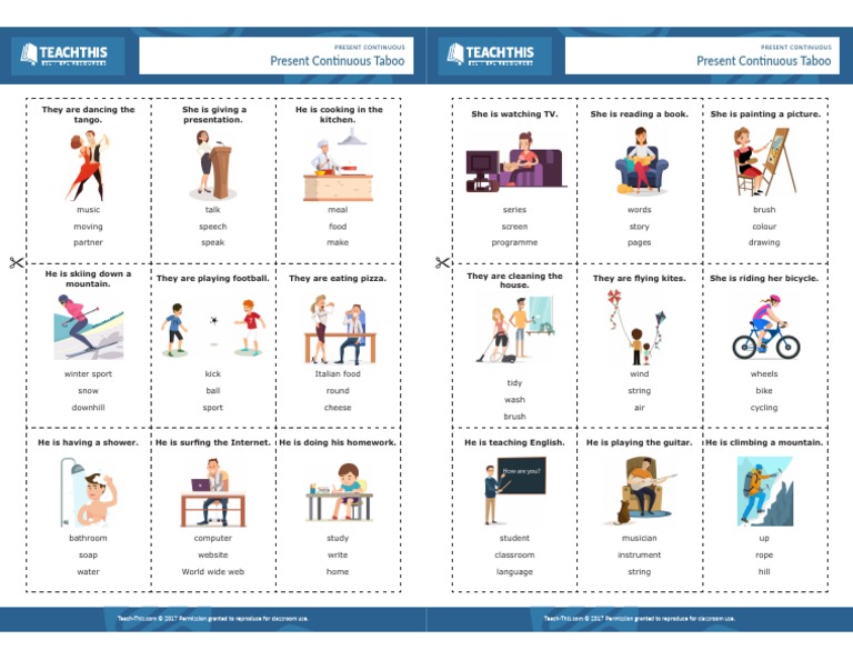 Taboo Present Continuous | PDF | English As A Second Or Foreign ...