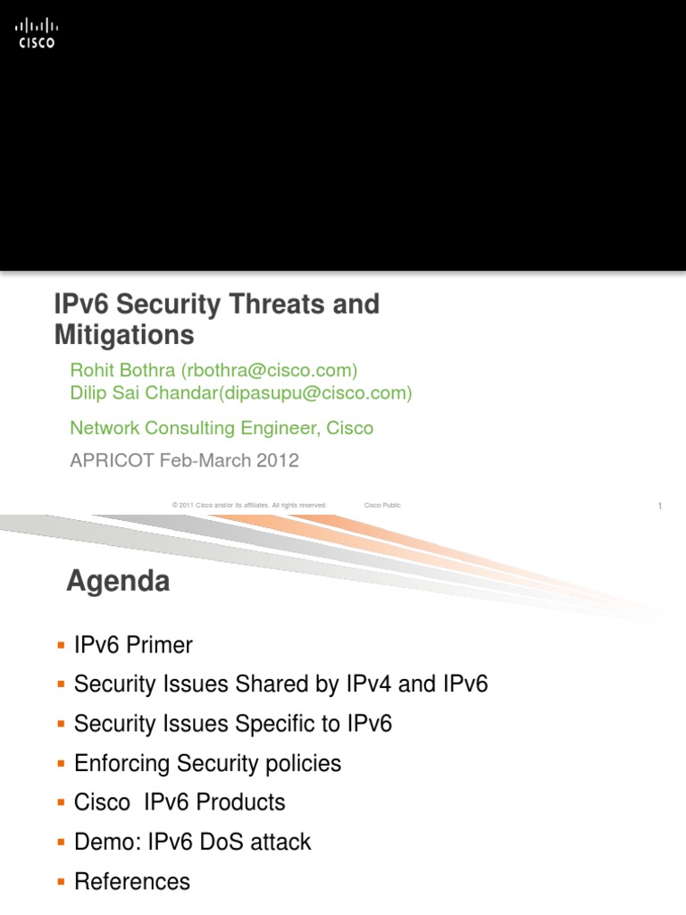 IPv6 Security Threats Mitigations - Apricot - v4 PDF | PDF | I Pv6 ... IPv6 Security Threats Mitigations - Apricot - v4 PDF | PDF | I Pv6 ...