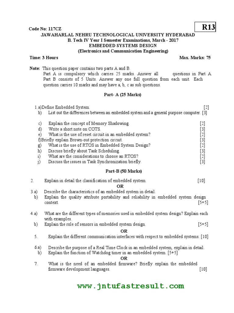 B) List Out The Differences Between An Embedded System and A General ...