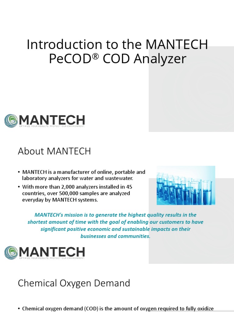 Introduction To The MANTECH Pecod COD Analyzer | PDF | Physical Sciences | Chemistry