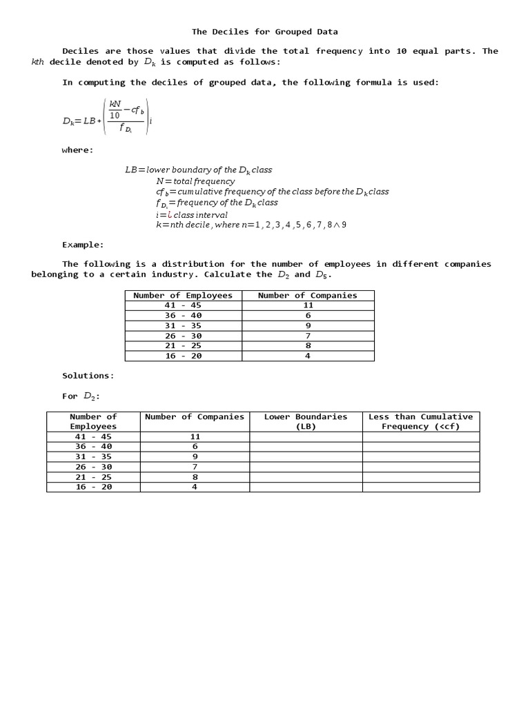 Activity - Deciles For Grouped Data | PDF | Teaching Mathematics | Mathematical Analysis