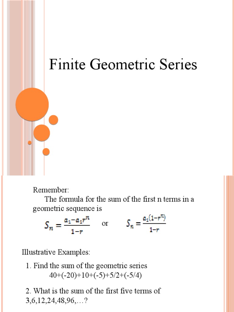 Finite and Infinite Geometric Series | PDF