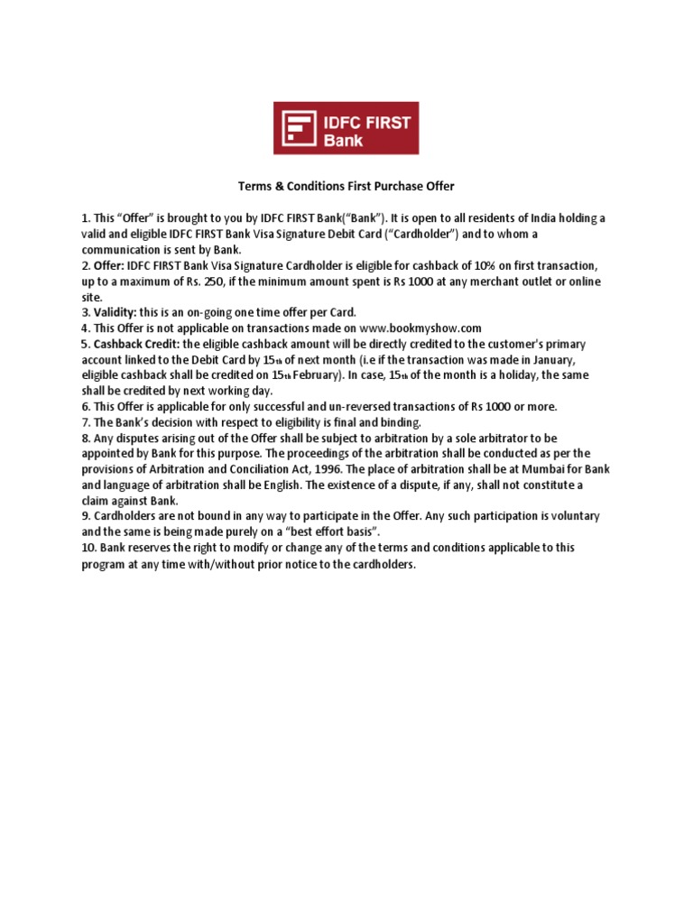 Terms & Conditions First Purchase Offer: TH TH TH | PDF