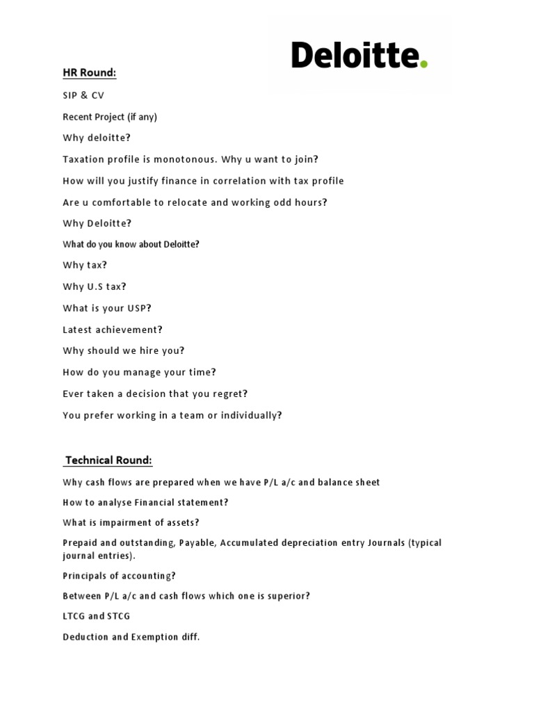 Deloitte Interview Questions | PDF