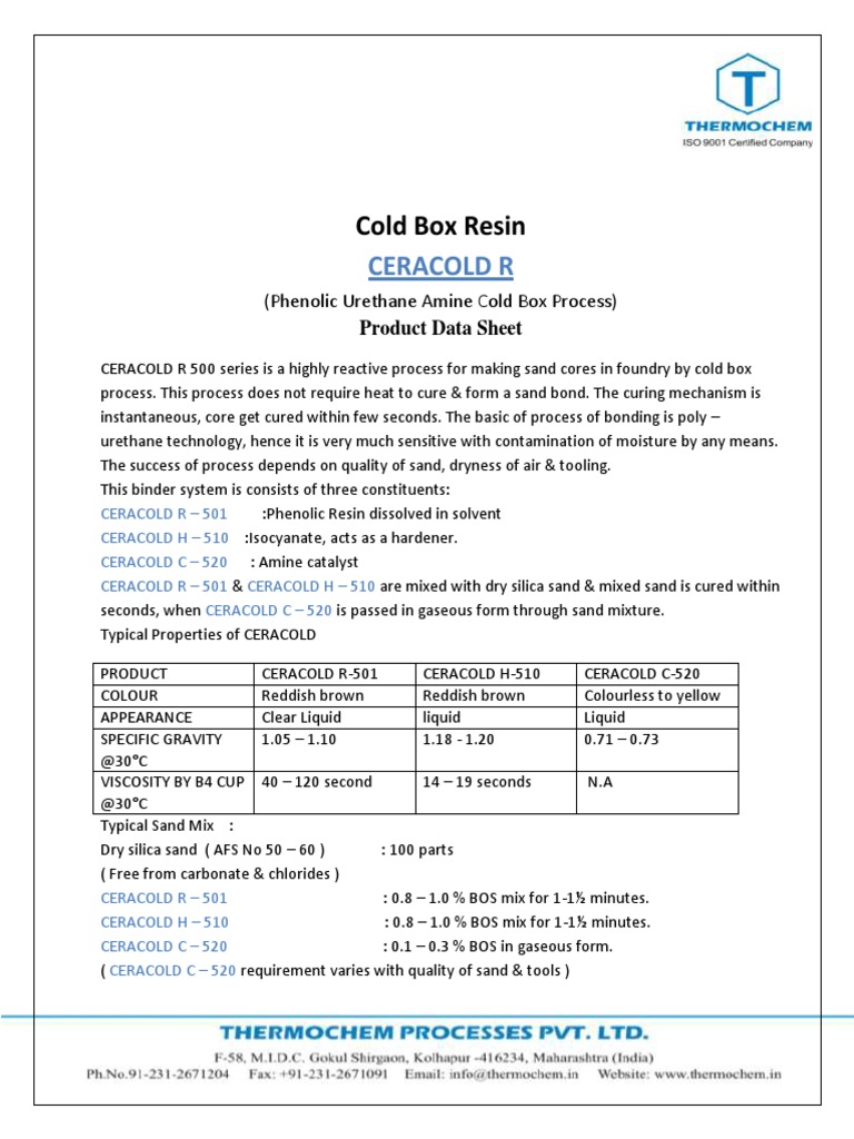 An Overview of the Cold Box Resin CERACOLD R Process for Making Sand ...