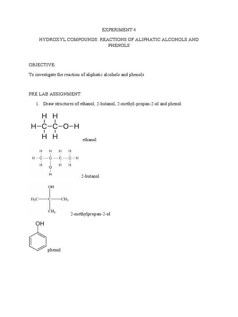 Reactions of Aliphatic Alcohols and Phenol | PDF | Alcohol | Acid
