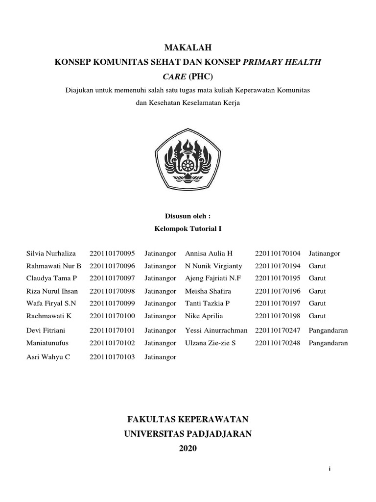 TUTOR I - Makalah Konsep Komunitas Sehat Dan Konsep PHC PDF | PDF
