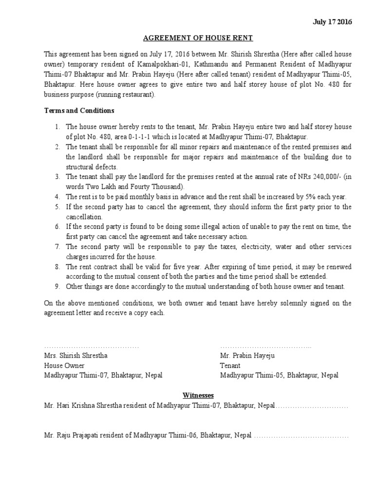 Shirish Agreement Paper | PDF | Landlord | Renting