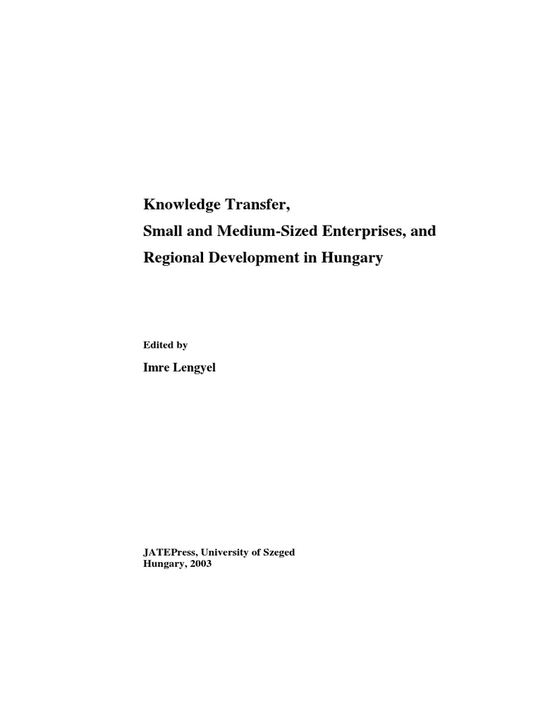 Knowledge Transfer Small and Medium Sized Enterprises and Regional ...