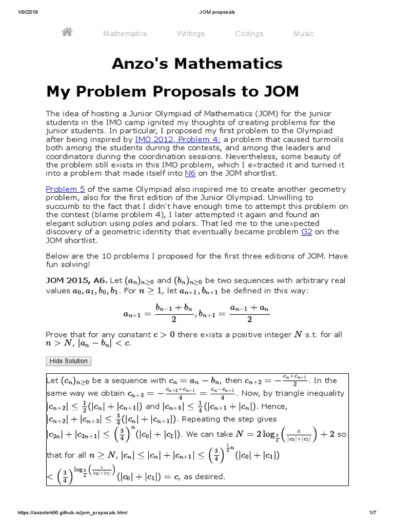Problem Proposals - Anzo Teh | PDF | Prime Number | Number Theory