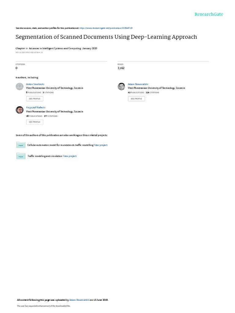 Segmentation of Scanned Documents Using Deep-Learning Approach | PDF ...