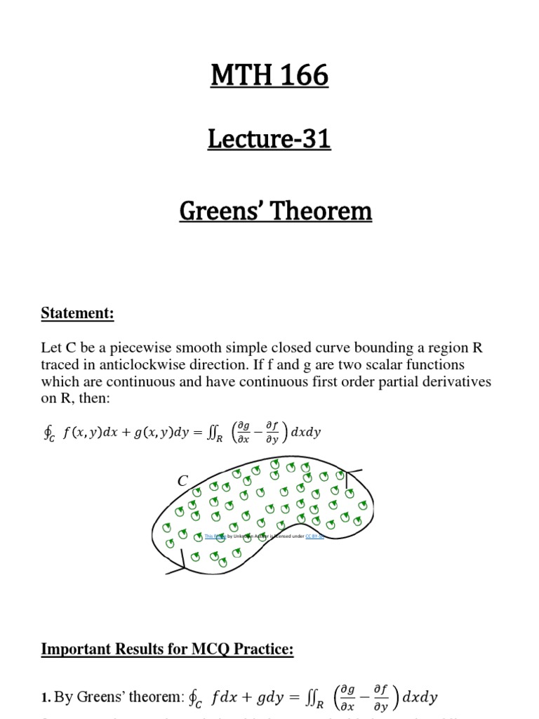 Lecture 31-Greens' Theorem | PDF | Integral | Mathematical Concepts