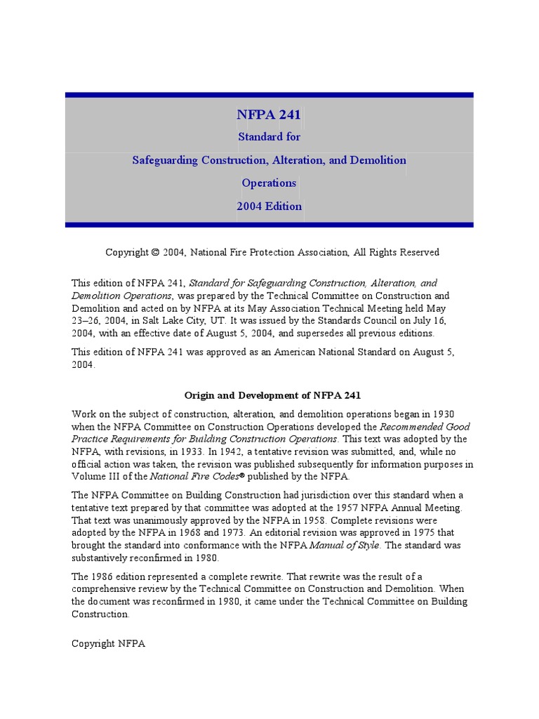 Hamyar Energy NFPA 241 - 2004 | PDF | Fire Sprinkler System ...