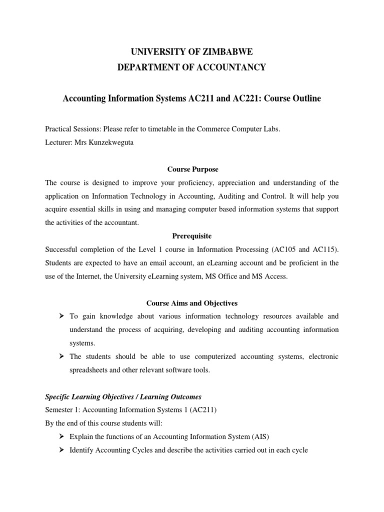 Ac221 and Ac211 Courseoutline | PDF | Information Security ...