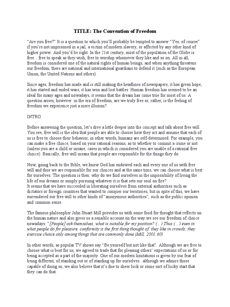 Script 2. The-Conversation-Of-Freedom-Ed | PDF | Free Will | John ...