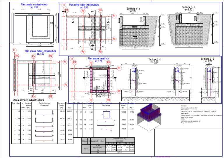 Plan Sapatura - Infrastructura Sc. 1:50 Plan Cofraj Radier ...