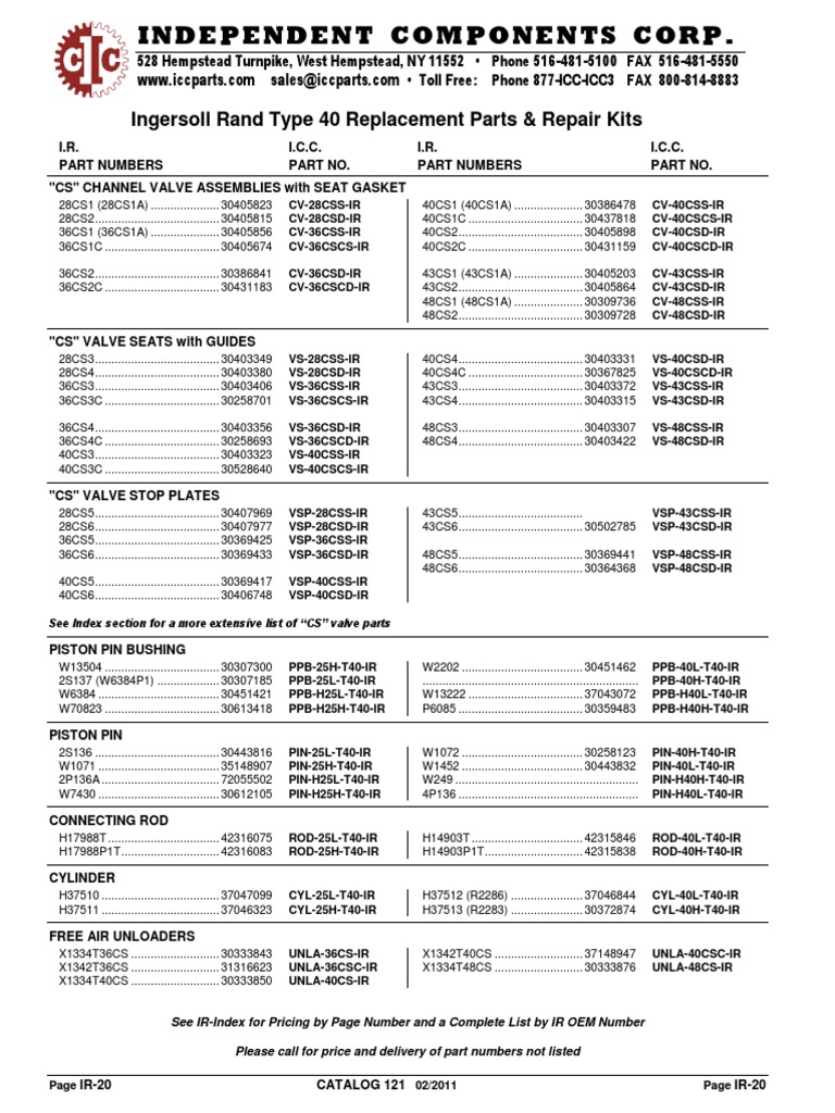 Ingersoll Rand Type 40 Replacement Parts Repair Kits PDF | PDF