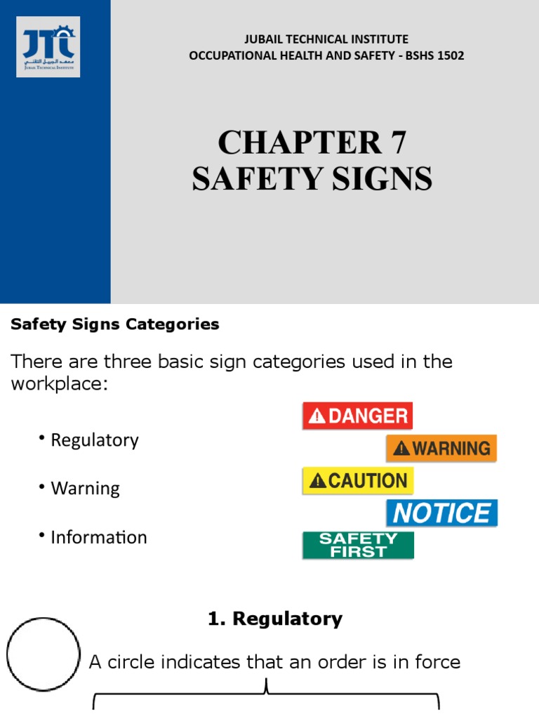 Safety Signs: Jubail Technical Institute Occupational Health and Safety ...