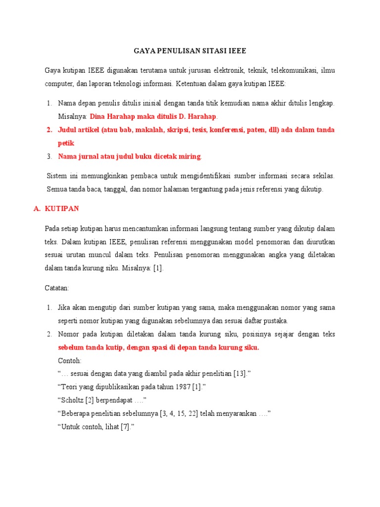Gaya Penulisan Sitasi Ieee | PDF
