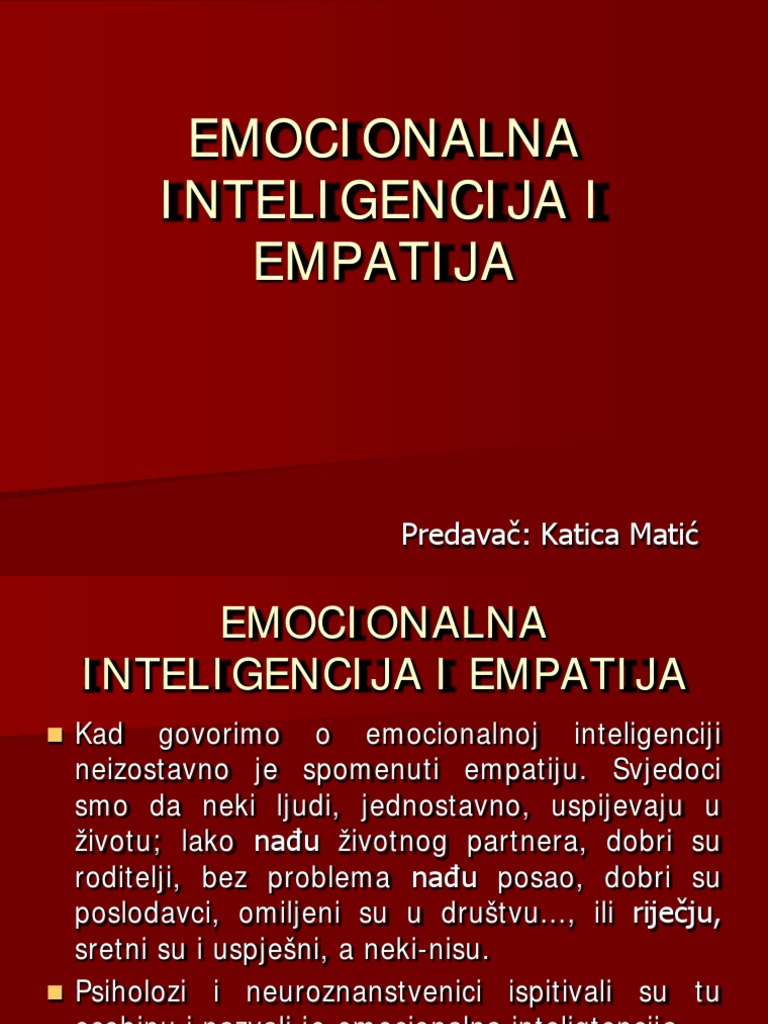 Emocionalna Inteligencija I Empatija | PDF