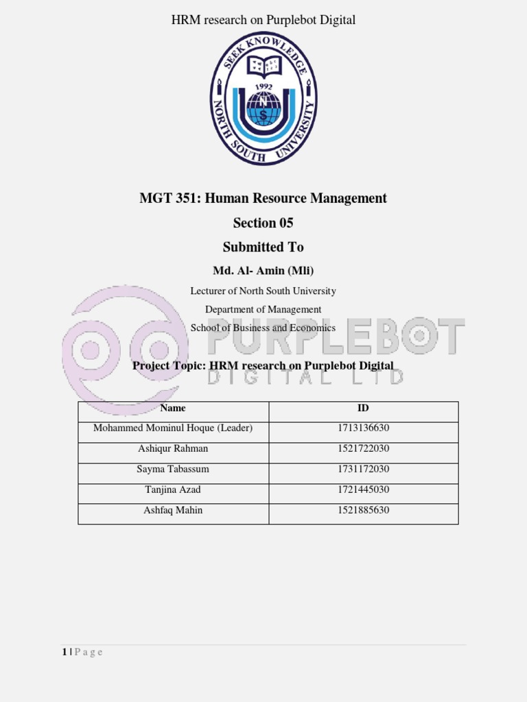 MGT 351 Report On Purplebot PDF | PDF | Human Resource Management ...