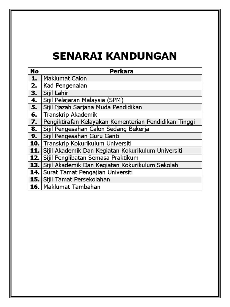 SENARAI KANDUNGAN IV SPP | PDF
