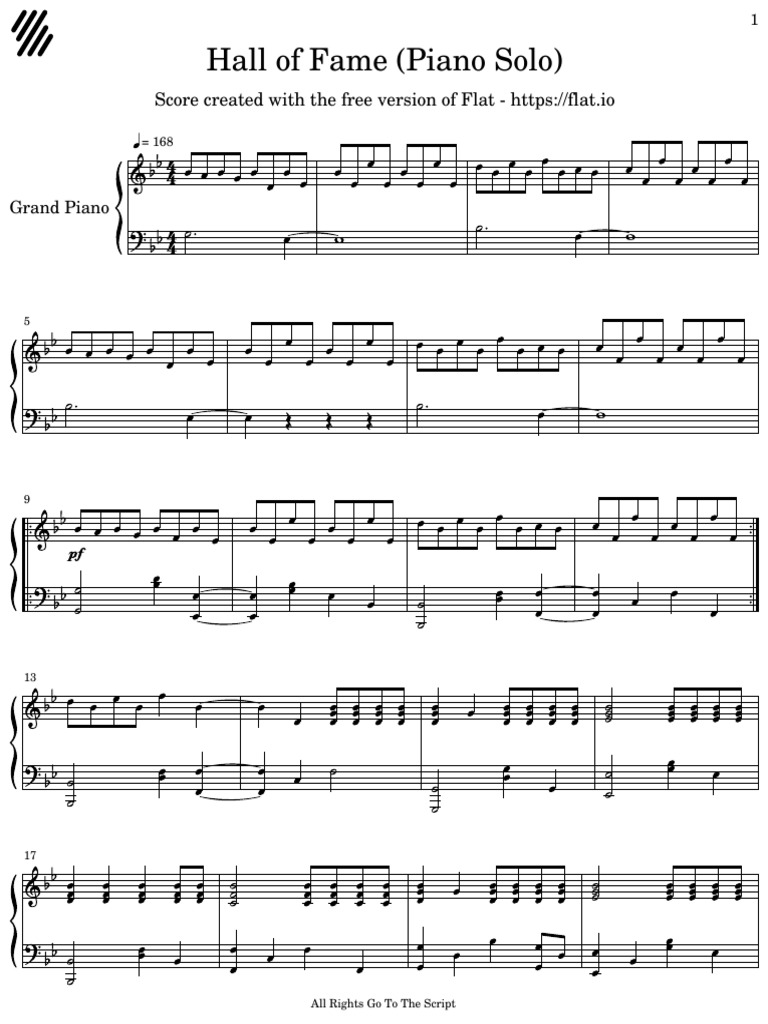 Hall of Fame Piano Sheet Music | PDF