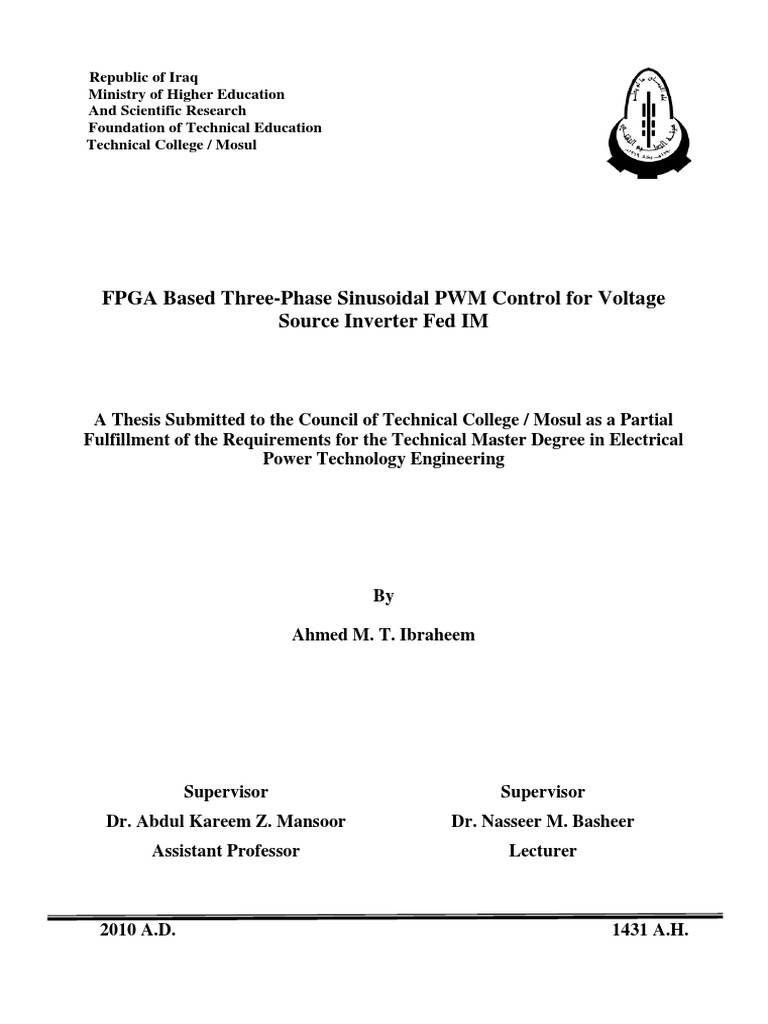 Fpga Based Three Phase Sinusoidal Pwm Co Pdf Power Inverter Electric Motor 