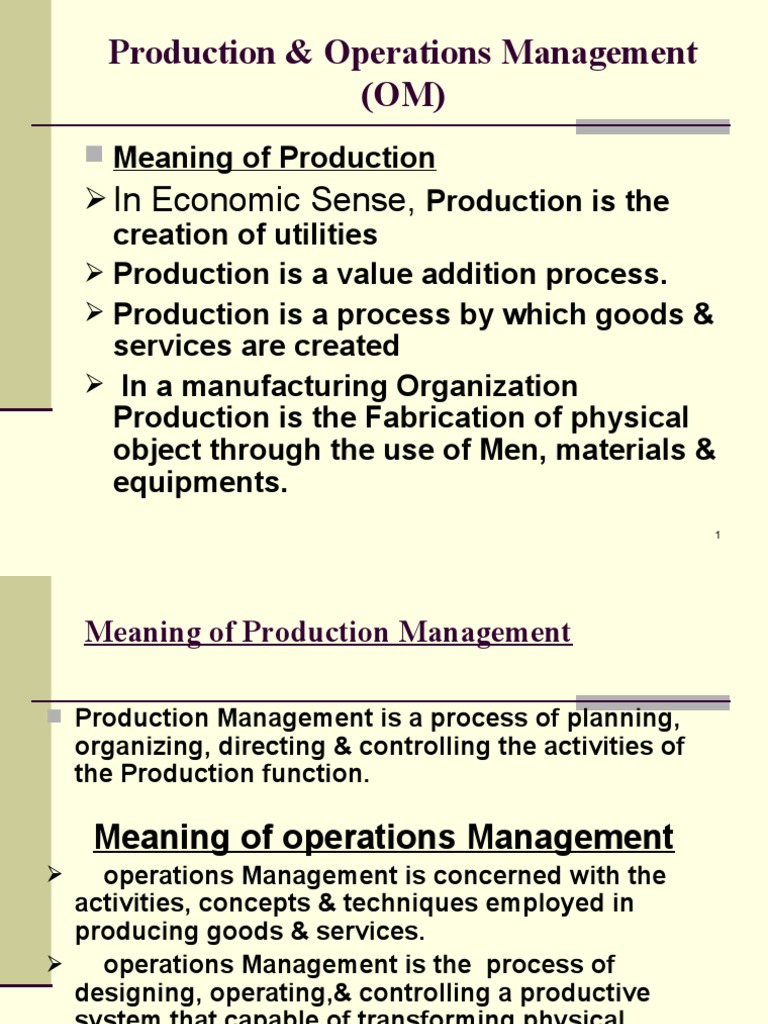 Production & Operations Management (OM) | PDF | Inventory | Resource