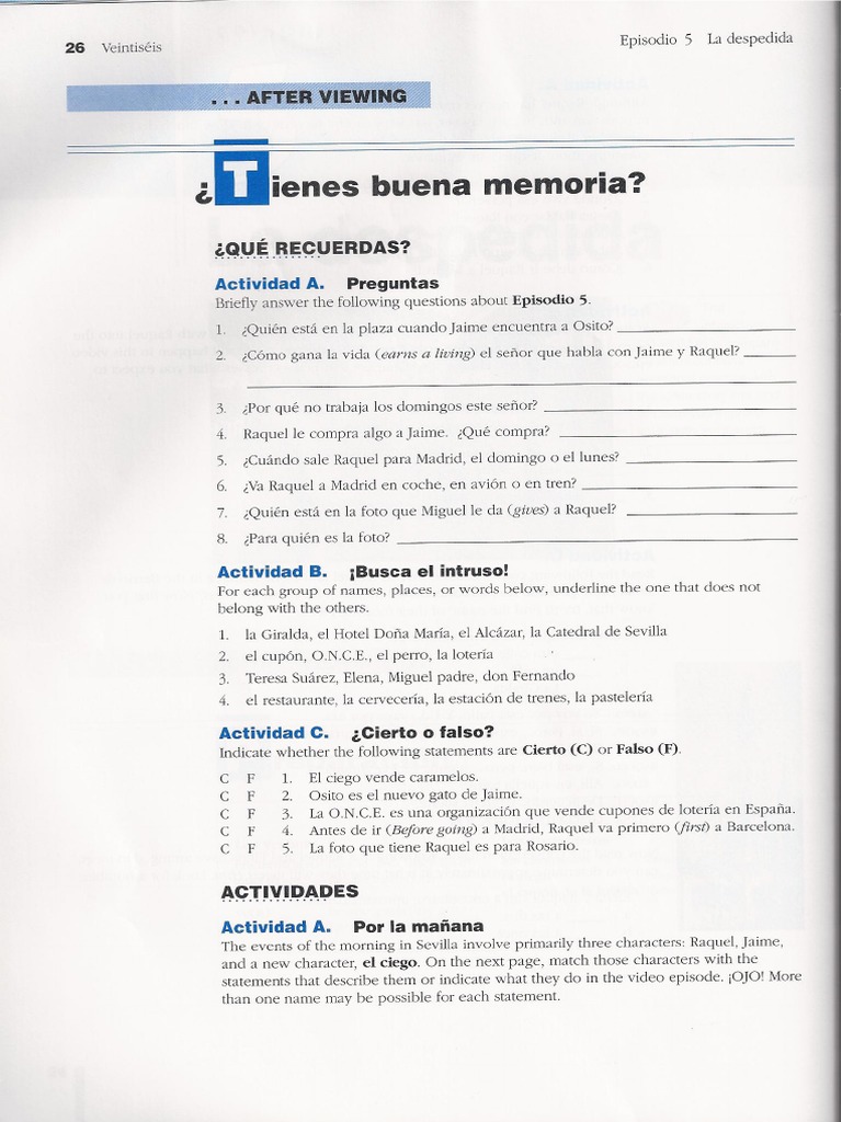 Destinos Ep 05 Actividades PDF | PDF