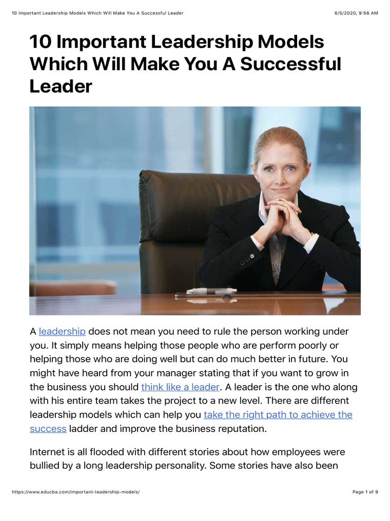 10 Key Leadership Models for Success | PDF | Leadership | Action ...