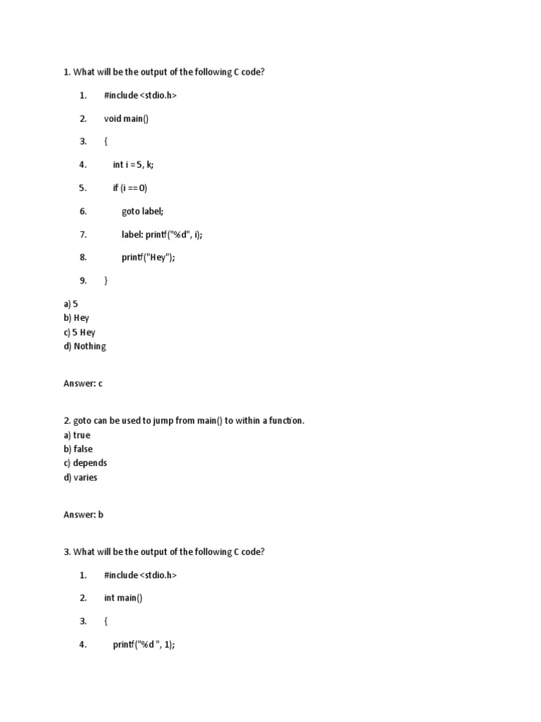 Goto Statement MCQ Ans | PDF | Control Flow | Computer Science