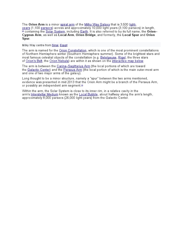 Overview of the Orion Arm in Milky Way | PDF