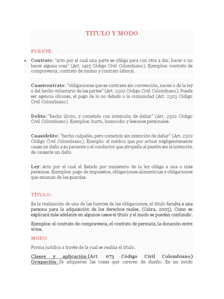 Titulo y Modo y Otros Conceptos | PDF | Propiedad | Posesión (Ley)