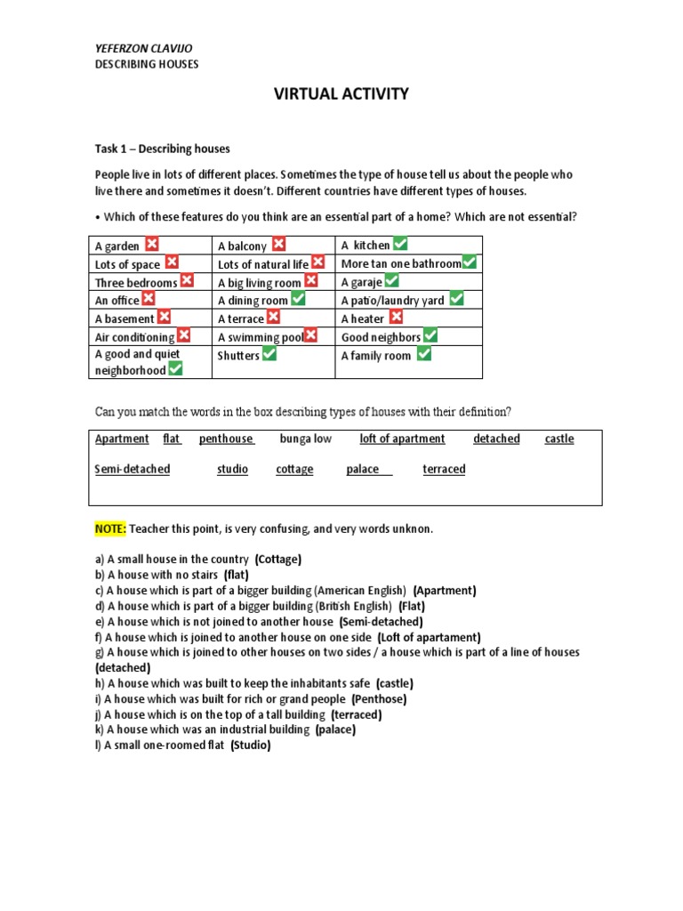 Houses Worksheet | PDF | Apartment | Buildings And Structures