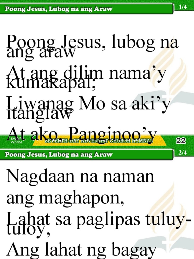 22 Poong Jesus, Lubog Na Ang Araw | PDF