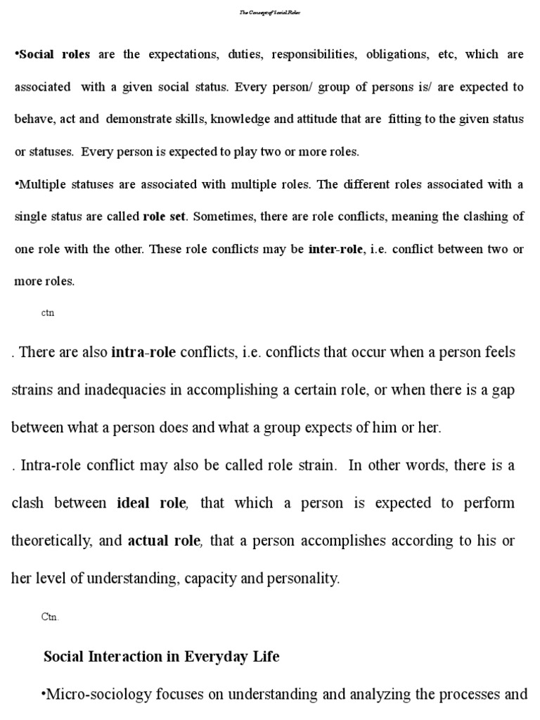 The Concept of Social Roles | PDF | Institution | Family