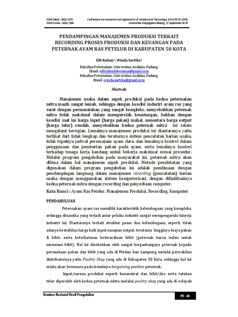 Manajemen Recording Ayam Petelur 50 Kota | PDF